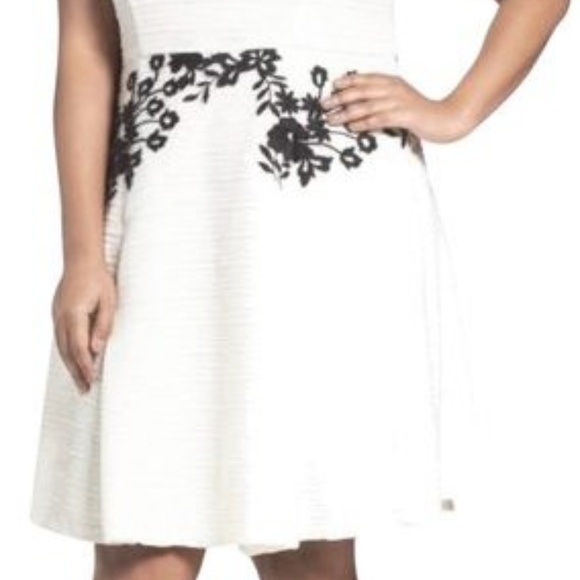 Taylor | Dresses | Taylor Fit And Flare Cream Embroidered Dress Nwt ...